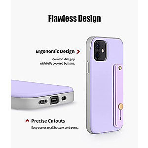 GOOSPERY SlideTok Compatible Case with iPhone 12/12 Pro Card Holder Phone Finger Band Loop Stretch Grip Kickstand 2 Card Storage Dual Layer Protective Bumper Wallet Cover - Purple