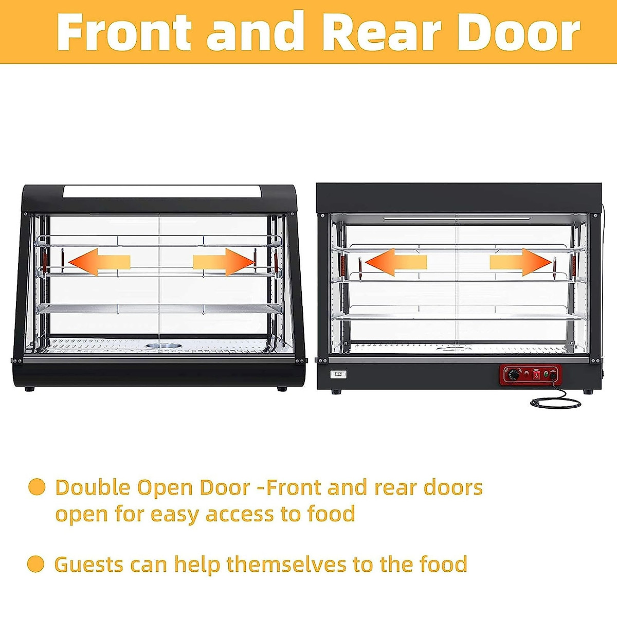 26'' Food Warmer Display Hot Food Countertop Case Commercial Buffet Restaurant Heated Cabinet 3 Tier Food Showcase for Catering Pizza Empanda Pastry Patty Warmer L26 x W19 x H25