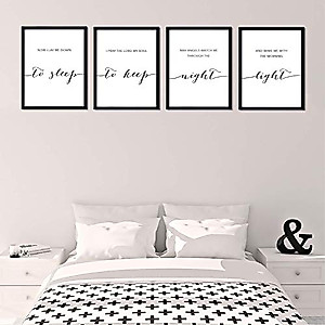 Andaz Press Unframed Black White Wall Art Decor Poster Print, Bible Verses, Now I Lay Me Down to Sleep Nightime Prayer, 4-Pack, Unique Christian Christmas Birthday Gift for Him Her New Home