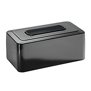 mDesign Metal Modern Tissue Box Cover Decorative Rectangular Facial Tissues Holder for Bathroom, Vanity, Countertop, Bedroom, Night Stand; Holds Tissue Boxes up to 4" Tall - Vivi Collection - Black