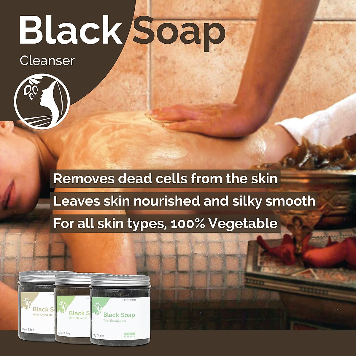 Fatima's Garden Argan Oil Black Soap - Exfoliating Cleanser, 1Kg