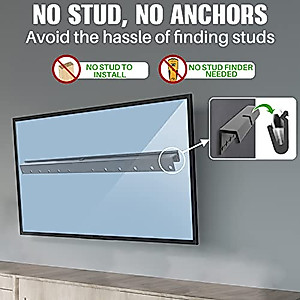 No Stud TV Wall Mount, Compatible with All Brands 32-75 inch Smart TVs, All Hardware Included No Drill, No Anchors TV Wall Bracket Hanger, Easy Install