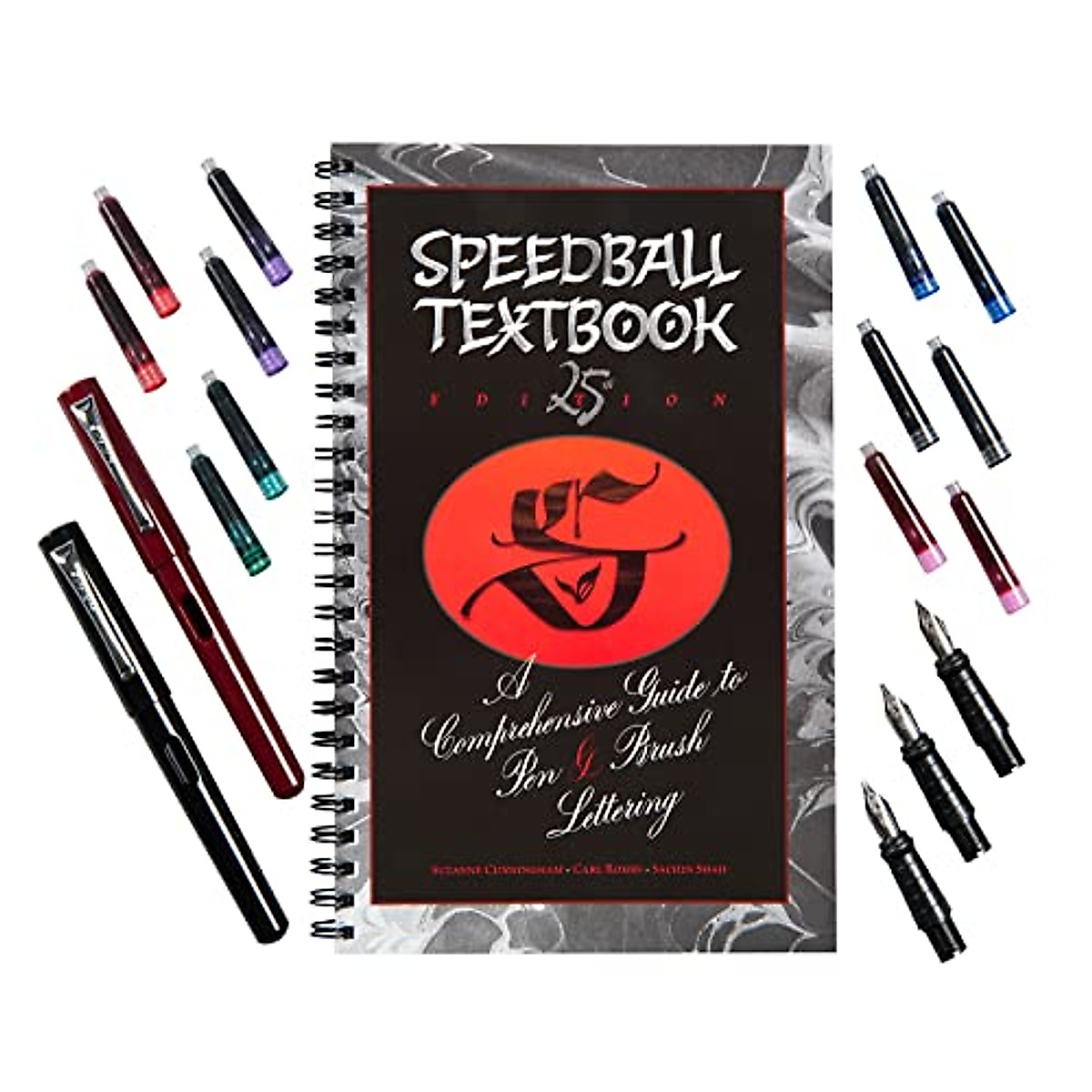 Speedball 002904 Calligraphy Deluxe Fountain Pen Set Pen Set - With 2 Pens, 3 Nibs, and 12 Assorted Ink Cartridges