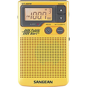 Sangean DT-400W AM/FM Digital Weather Alert Pocket Radio , Yellow