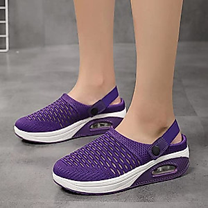 MLAGJSS Walking Shoes for Women Wide Width Trainers Mesh Casual Closed Toe Platform Flats Women's Fashion Sneakers Purple