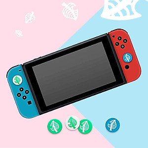 RGEEK 6PCS Leaf Joystick Thumb Caps for Nintendo Switch & Switch Lite, Thumb Stick Grips Analog Stick Cover, Soft Silicone for Joy-Con Controller