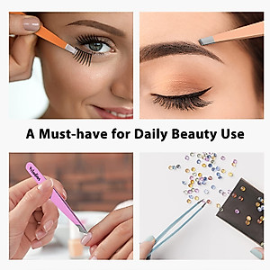 Velodios Tweezers for Women and men, Professional Precision Tweezers for Eyebrows, Pointed and Slant Tweezers for Facial Hair, Splinter and Ingrown Hair Removal, Stainless Steel Tweezers Set