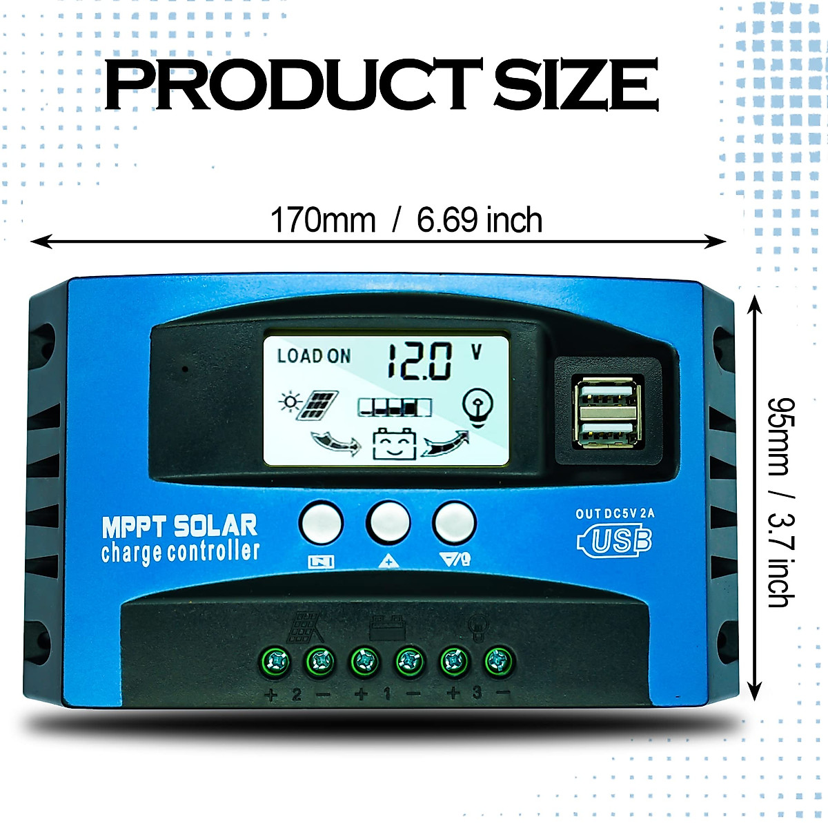 POWLSOJX 60A Solar Charge Controller 12V/24V Auto-Adapting, MPPT Technology, and Multiple Protection Features (60A)