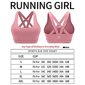 RUNNING GIRL Sports Bra for Women, Criss-Cross Back Padded Strappy Sports Bras Medium Support Yoga Bra with Removable Cups