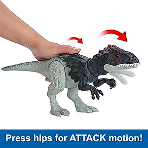 Mattel Jurassic World Dominion Wild Roar Eocarcharia Dinosaur Action Figure Toy with Sound & Attack Action, Plus Downloadable App & AR