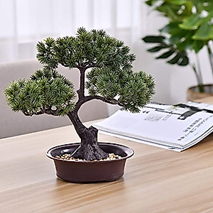Make Life Better Artificial Bonsai Pine Tree Artificial Plant Decoration, Potted Artificial House Plants, for Decoration, Desktop Display (Zen)