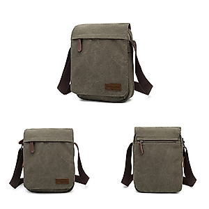 Sechunk Middle Vintage Canvas Messenger Cross body bag Shoulder bag (Green, middle)