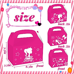 JeVenis 12 PCS Let's Go Party Supplies Pink Candy Boxes Let's Go Party Gift Box Treat Bags Goodie Bags for Girl Birthday Party Bridal Shower