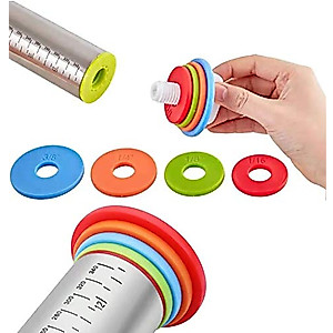 NASNAIOLL Adjustable Rolling Pin with Thickness Rings Measurement Pastry for Baking Cookie Dough Pizza Pastry Pie Pasta, French Style Stainless Steel Roller