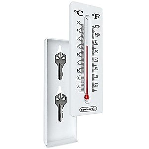 WYZworks - Thermometer Hide a Key Holder House Car Stash Temperature – Ideal for Indoor and Outdoor Purposes - Temperature and Humidity Meter with Celsius/Fahrenheit (℃/℉) – Hidden Key Holder