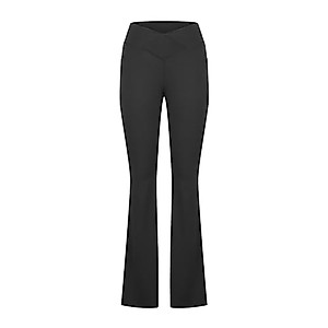 XUNRYAN Leggings for Women Bootcut Yoga Pants High Waisted Flare Leggings Palazzo Work Athletic Workout Yoga Pants w Pocket Black