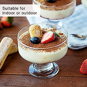 Worldity Glass Dessert Bowls Set of 4, 6.42oz Ice Cream Bowls with Spoons, Crystal Dessert Cups, Lead-free Ice Cream Bowls for Appetizers Ice Cream Cocktail Pudding Fruit Sauce