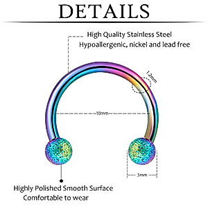 ONESING 80 Pcs, 16g, Septum Rings for Women Septum Piercing Horseshoe Nose Hoop Lip Tragus Cartilage Earrings Hypoallergenic Stainless Steel Body jewelry 10mm