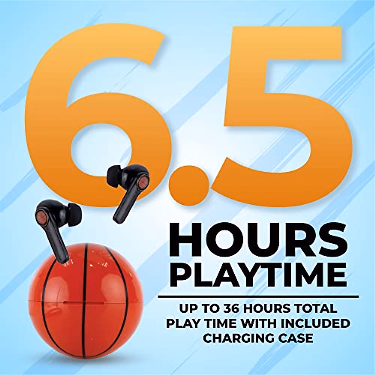 COOLBUDS Basketball Wireless Bluetooth Earbuds | Rechargeable Bluetooth Headphones w/Call Control & Voice Assistant | True Wireless Earbuds, Noise Isolation Wireless Headphones w/ 36 HRS of Playtime