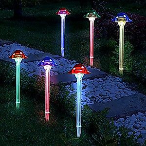 Mushroom Solar Lights Outdoor Mushroom Garden Pathway Solar Lights Waterproof Solar Decorative RGB Colorful Bright Light for Lawn Walkway Yard Decoration. (6)