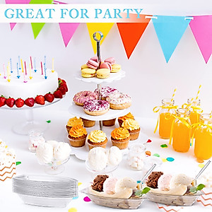 32 Pcs 8 Oz Disposable Banana Split Boats with Spoons, Clear Plastic Ice Cream Sundae Bowls Banana Split Ice Cream Dishes Dessert Bowls Splits Bowl Tray for Kids Birthday Party Graduation