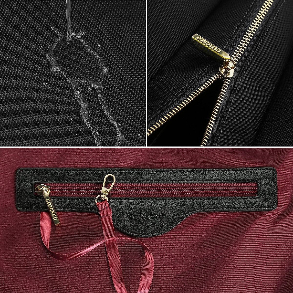 CHICECO Basic Large Travel Tote Shoulder Bag for Women - Black + Brown/20.5 Length