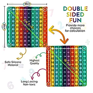 Counting Numbers Chart Pop It Double Sided Learning Math Game Reversible Manipulatives Education Tool Fidget Sensory Type Toys Squeeze Stress Relief Anxiety ADHD Children (Double Side Counting 1-200)