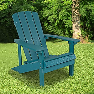 Flash Furniture Charlestown Commercial Grade Indoor/Outdoor Adirondack Chair, Weather Resistant Durable Poly Resin Deck and Patio Seating, Sea Foam