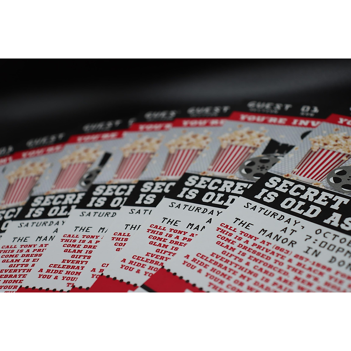 Movie Birthday Party Ticket Invitations, Movie Party Invitations, Cinema Birthday Party Invite, Broadway Party Invitation (Red/Black)