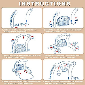 2 in 1 Baby Walker & Play Gym Mat for Boys Girls, Sit to Stand Learning Walker with Musical Piano & Rattles Tummy Time Mat, Babies Floor Activity Push Walker Toys for Infant to Toddler 0 6 9 Months