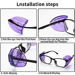 tchrules 6 Pairs Safety Eye Glasses Side Shields, Slip On Side Shields for Safety Glasses, Double Hole, Fits Most Safety Eyeglasses (Purple)