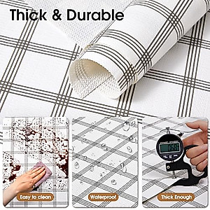 Beautysaid Drawer and Shelf Liners for Kitchen Cabinets, Non Adhesive Slip Resistant Shelf Paper Thickened Strong Grip Waterproof Mats for Bathroom Bedroom Shelve(Plaid,12 in x 10 FT)