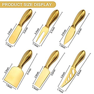 Premium 6-Piece Golden Cheese Knife Set, Stainless Steel Cheese Cutter Cheese Fork Slicer,Cheese Tool Collection, Cheese Spreaders for Christmas Gift