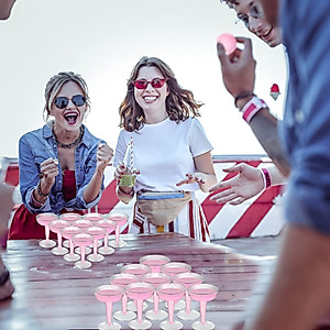 Hoolerry 28 Pcs Prosecco Table Tennis Game Set Include 22 Plastic Cups and 6 Balls for Bachelorette Party Girls Night, Birthday, Bridal Shower Game