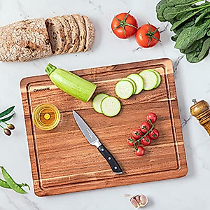 OAKSWARE Cutting Boards, 17x13 Large Acacia Wooden Cutting Board for Kitchen, Edge Grain Reversible Wood Chopping Board with Juice Groove and Handles, Pre-Oiled Carving Tray for Meat & Cheese