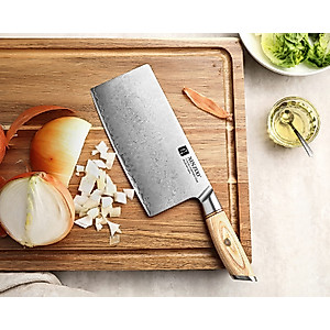 XINZUO 7.5 Inch Cleaver Knife,Composite Steel Chinese Chef Knife,Professional Butcher Knife 3 Layers Clad Steel,Sharp Kitchen Meat Vegetable Knife Stainless Steel Cooking Knife-Pakkawood Handle