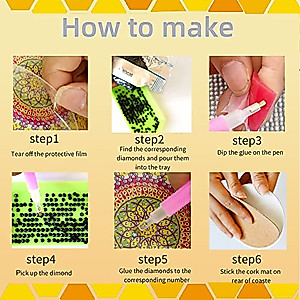 8Pcs DIY Mandala Diamond Painting Coasters Kits with Holder, Cork Mat and Diamond Storage Box, Suitable for Adults, Beginners and Kids Are Also Friendly, Great Home and Dining Room Decor