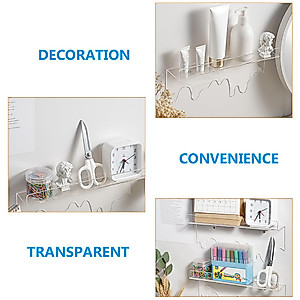 Cabilock 2pcs Acrylic Floating Shelves, Wall Mounted Bookshelf Cosmetic Rack Transparent Hanging Shelves Small Clear Shelf Goblincore Room Decor for Bedroom Living Room Bathroom Office