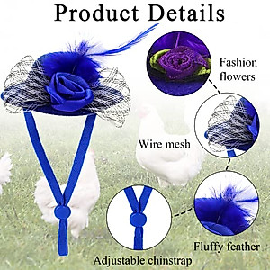 2 Pieces Chicken Hats for Hen Mini Pet Hat Accessories Feather Top Helmet Funny Small Hat Adjustable Elastic Chin Strap Rooster Parrot Poultry Stylish Animal Pet Show Costume