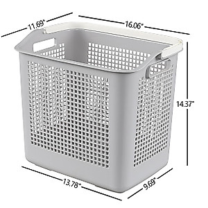 Jnktka 4-Pack 35 L Plastic Laundry Storage Basket, Laundry Hamper Basket with Handle, Gray