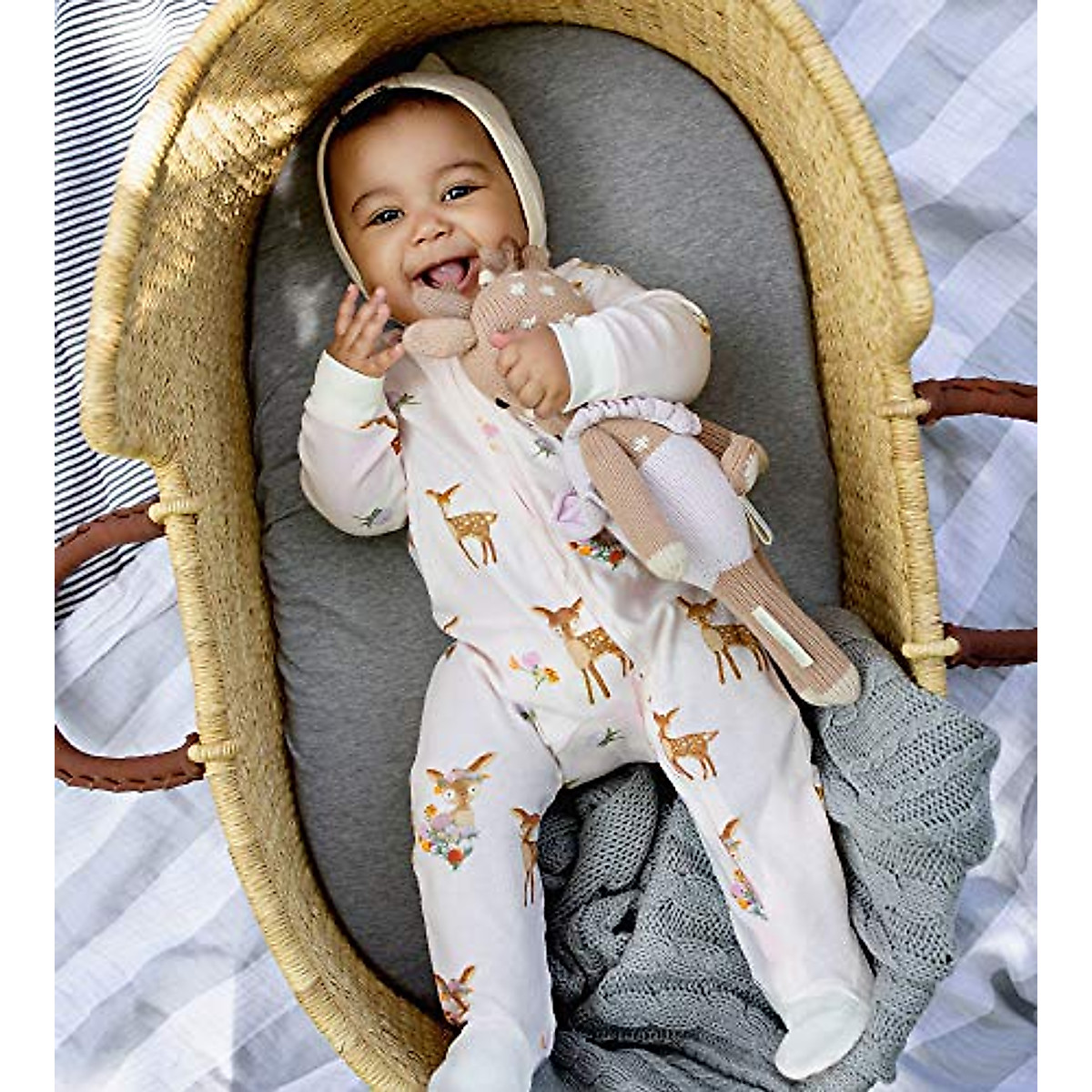 Burt's Bees Baby Girls' Sleep and Play Loose Fit, 100% Organic Cotton, Sweet Doe, Newborn