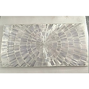 36 x 48 Inches Royal Look Kitchen Counter Table Top Resin Art with Selenite Stone Rectangle White Marble Dining Table