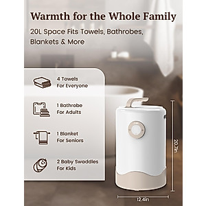 ZonLi Towel Warmer, Large Towel Warmers for Bathroom, Luxury Hot Towel Warmer for Spa, with Auto Shut-Off, Adjustable Timer, 20L Bucket Fits 2 Oversized Towels, Blankets, Swaddle