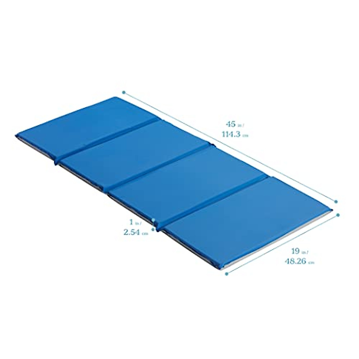 ECR4Kids Value 4-Fold Daycare Rest Mat,Blue/Grey (1" Thick), Pack of 5