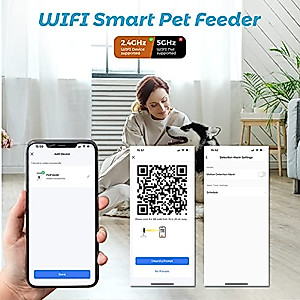 Sobralik 5L Automatic Pet Feeder for 2 Cats, 2.4G WiFi Smart Dry Food Dispenser with Splitter and Two Stainless Steel Bowls, Timed Pet Food Dispenser with App Control, 10s Voice Recording