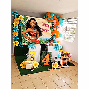 Cartoon Moana Backdrop Maui Summer Beach Princess Girl Birthday Photography Background Baby Shower Party Banner Cake Table Decoration Backdrop 5x3FT