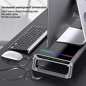 Monitor Stand Riser, Adjustable Height PC Stand Riser, RGB 4 USB3.0 Hub Ports, Foldable Computer Monitor Riser, Monitor Stand Riser For Desk, T1 Ergonomic PC Stand Riser Organizer, Desk Accessories