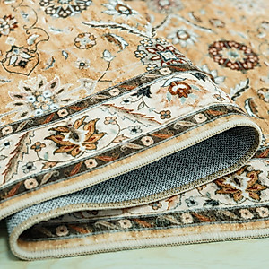 Washable Kitchen Runner Rug - 2'6''x12' Hallway Rug Distressed Mats Non-Slip Soft Room Floor Carpet for Dining Room (Gold, 2'6'' x 12')