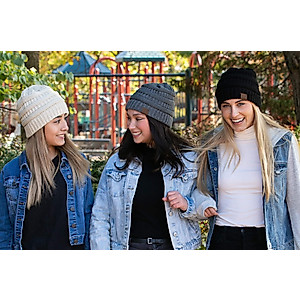 Funky Junque Solid Beanie 4-Pack: Black, Ivory, Beige, Charcoal