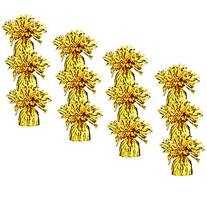 Srenta Gold Balloon Weights, Heavy Balloon Weight Pack of 12 Metallic Foil Weights for Balloons, Birthday Party & Wedding Table Centerpiece Ballon Weight, 4.8’’ DIY Ballon Weights for Helium Balloons